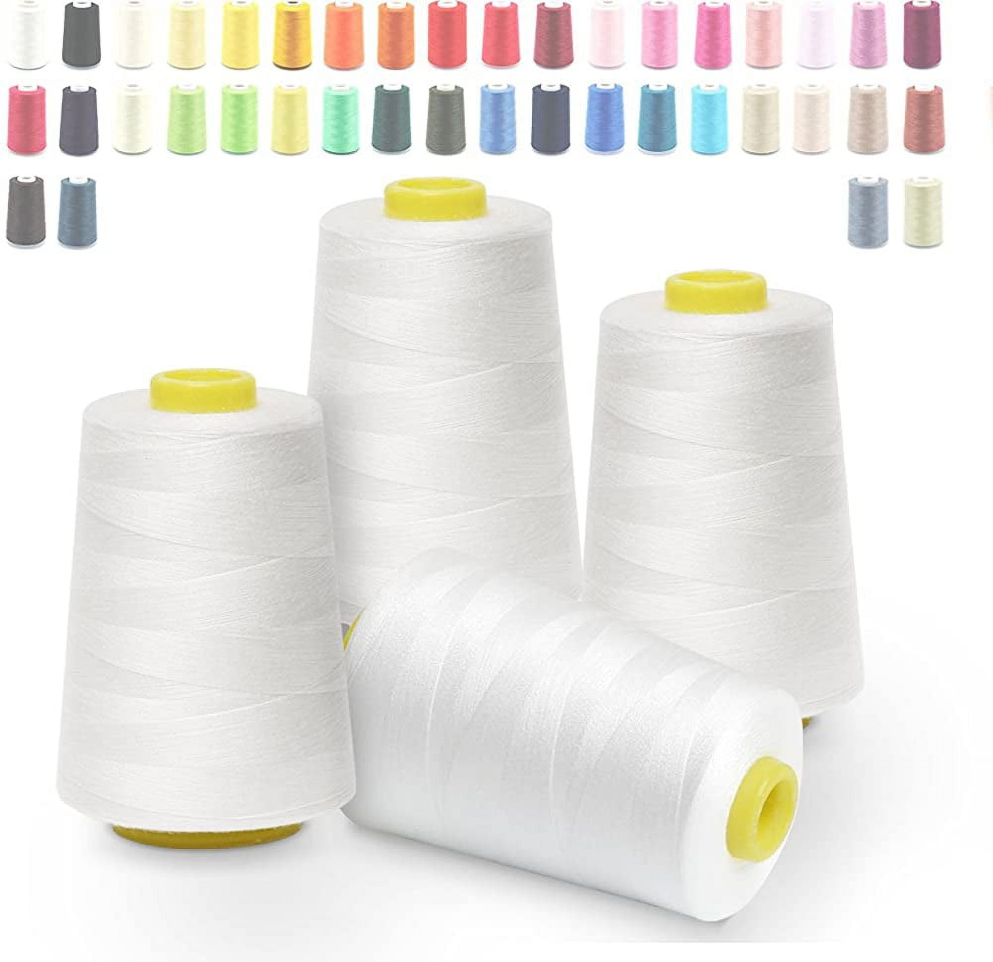 Overlock thread white sewing thread 4 cones 5000 yards, overlock cones ...