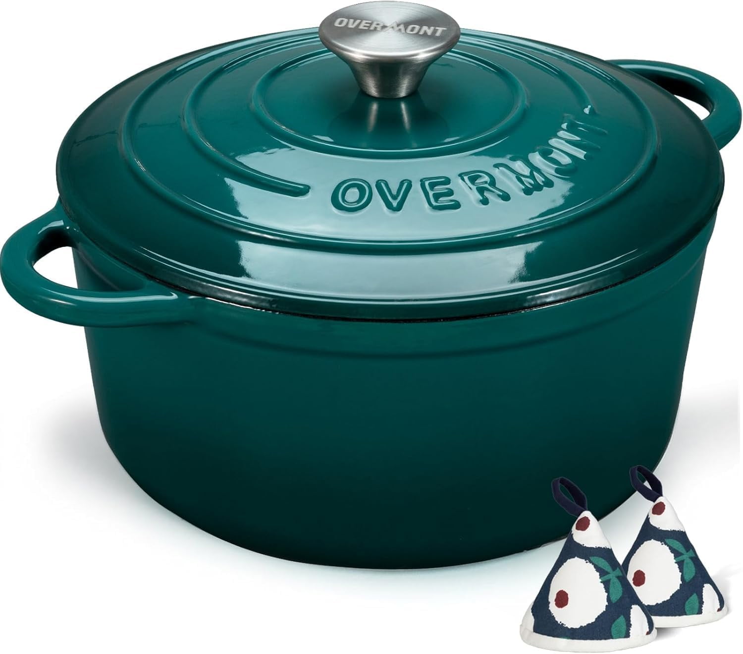 Overmont Enameled Cast Iron Dutch Oven - 5.5QT Pot with Lid Cookbook ...