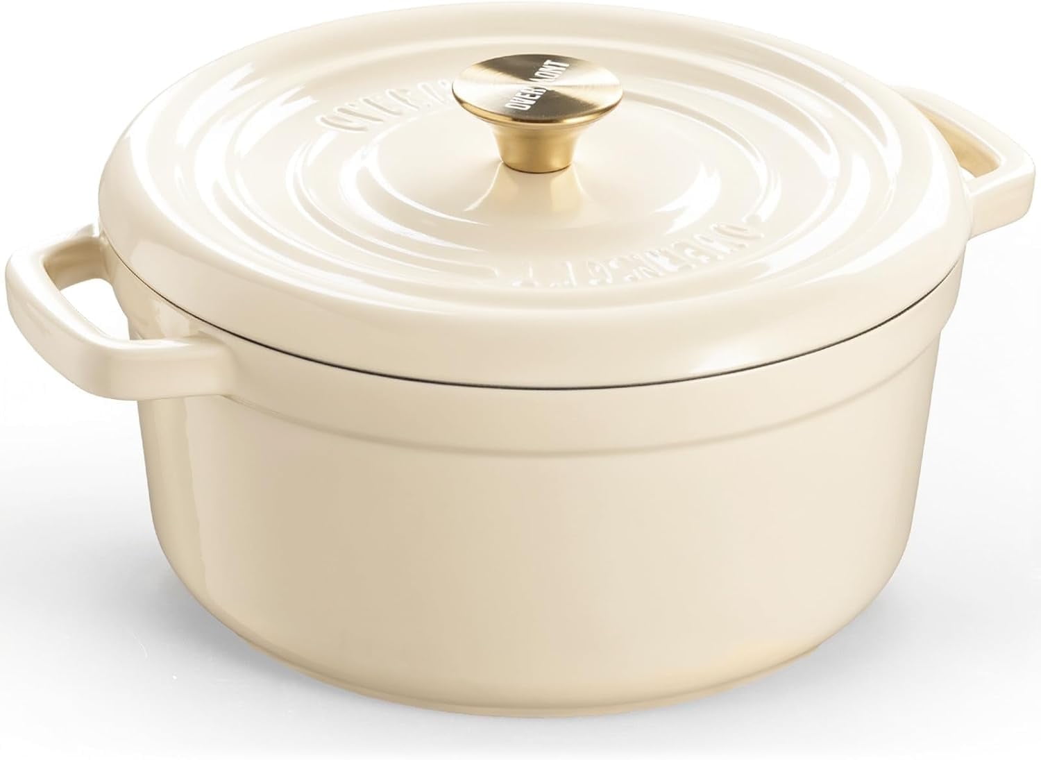 Overmont Enameled Cast Iron Dutch Oven - 5QT Pot with Lid, Cookbook ...
