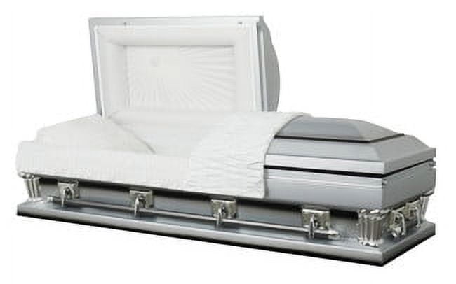 Overnight Caskets Frank Oversized Funeral Casket Silver with White ...