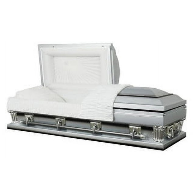 Overnight Caskets Frank Oversized Funeral Casket Silver with White ...