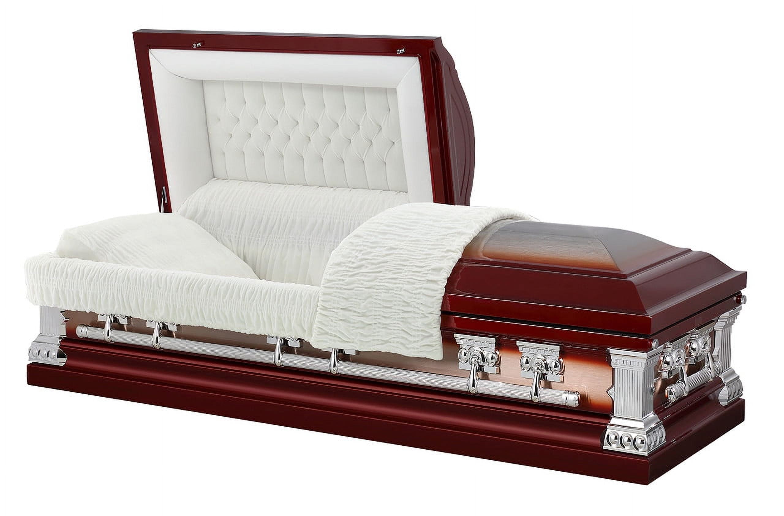 Overnight Caskets Lincoln Cherry Steel Funeral Casket, Rectangular with ...