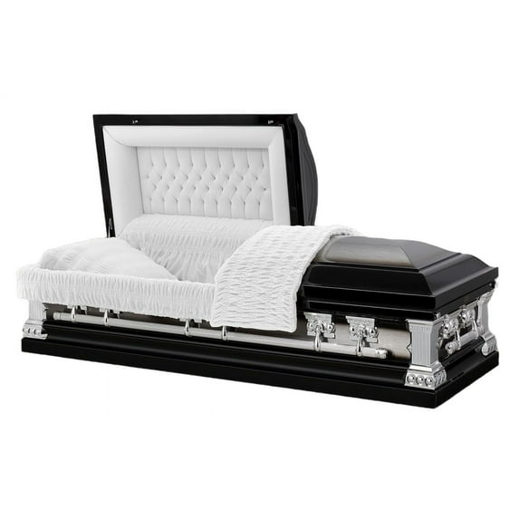 Overnight Caskets Lincoln Funeral Casket in Black with White Velvet ...
