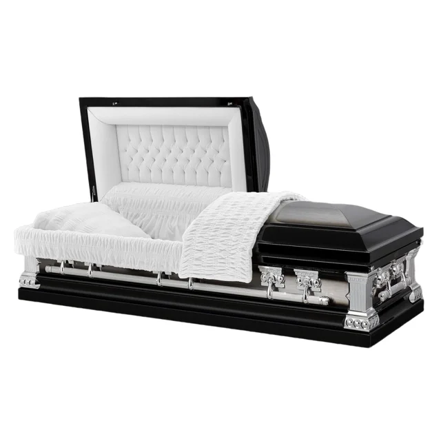 Overnight Caskets Lincoln Funeral Casket in Black with White Velvet ...