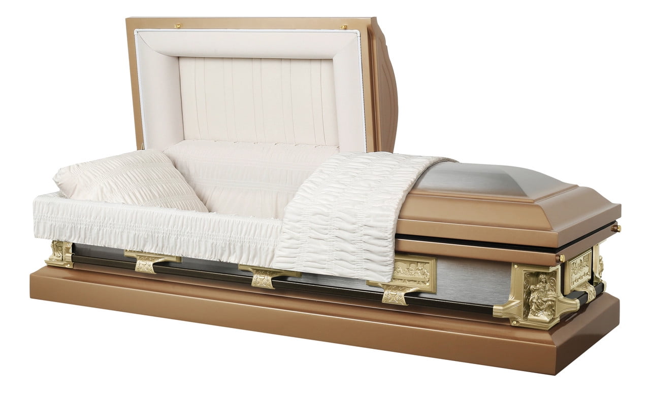Overnight Caskets Pieta Autumn Bronze Steel 79 x 23.5 in Funeral Casket ...