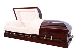Overnight Caskets Presidential Mahogany Funeral Casket with Almond ...