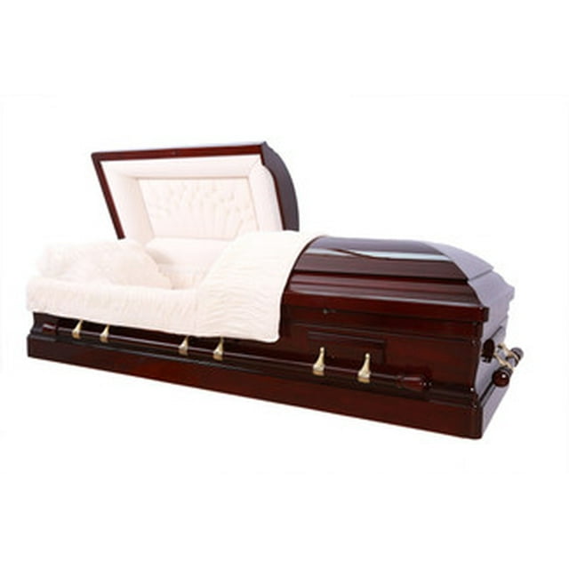Overnight Caskets Presidential Mahogany Funeral Casket with Almond ...