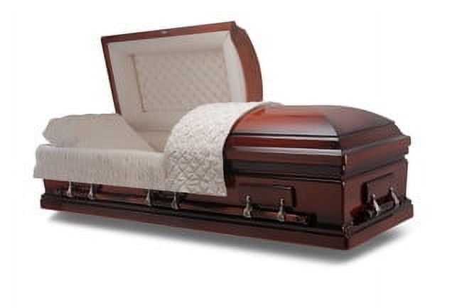 Overnight Caskets Royal Poplar Funeral Casket with Cream Velvet ...