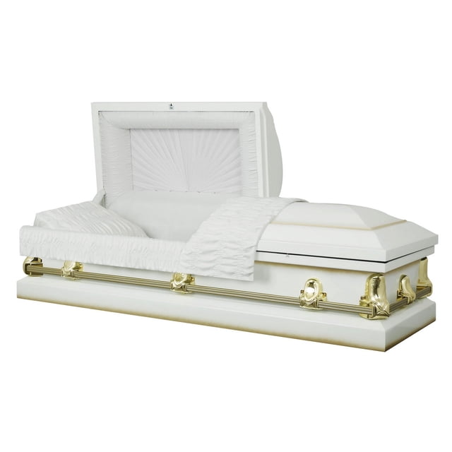 Overnight Caskets Spartan White Steel 78 L x 23 W Funeral Casket ...