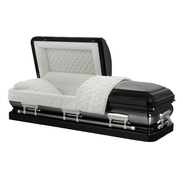 Overnight Caskets Sterling Funeral Casket Black with White Velvet ...