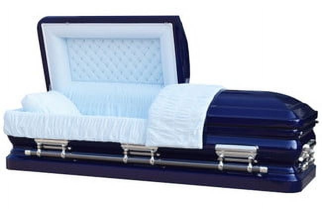 Overnight Caskets Cobalt Blue Sterling Funeral Casket with Blue Velvet ...