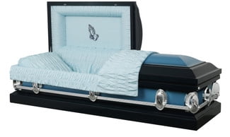 Overnight Caskets - 'The Prayer' Two-Tone Blue Funeral Metal Casket ...