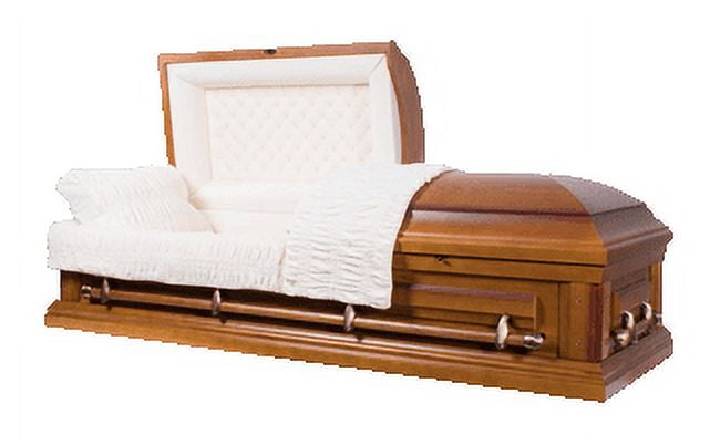Overnight Caskets Woodbridge Poplar Funeral Casket with Cream Velvet ...