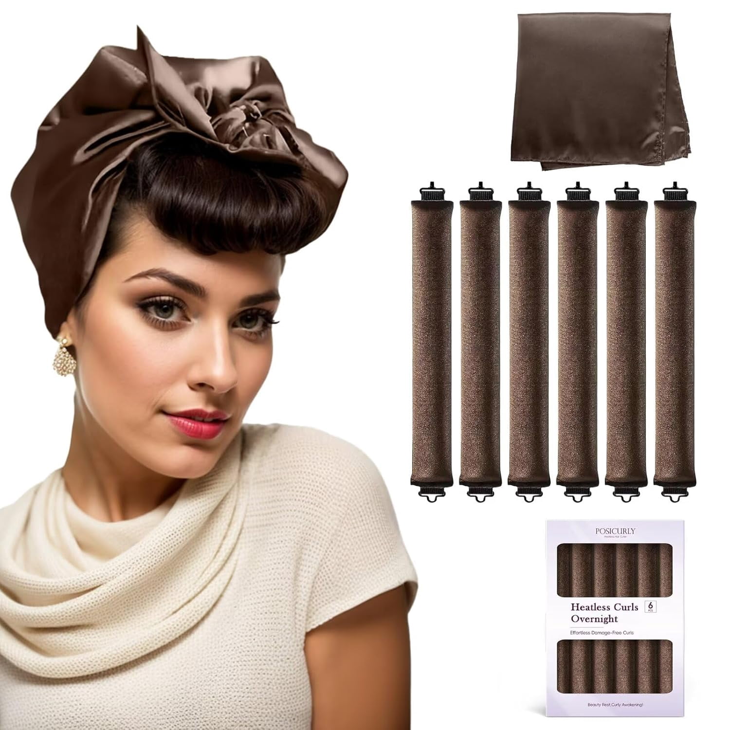 Overnight Hair Curlers Heatless Curls - 6 Pcs No Heat Blowout Curling ...