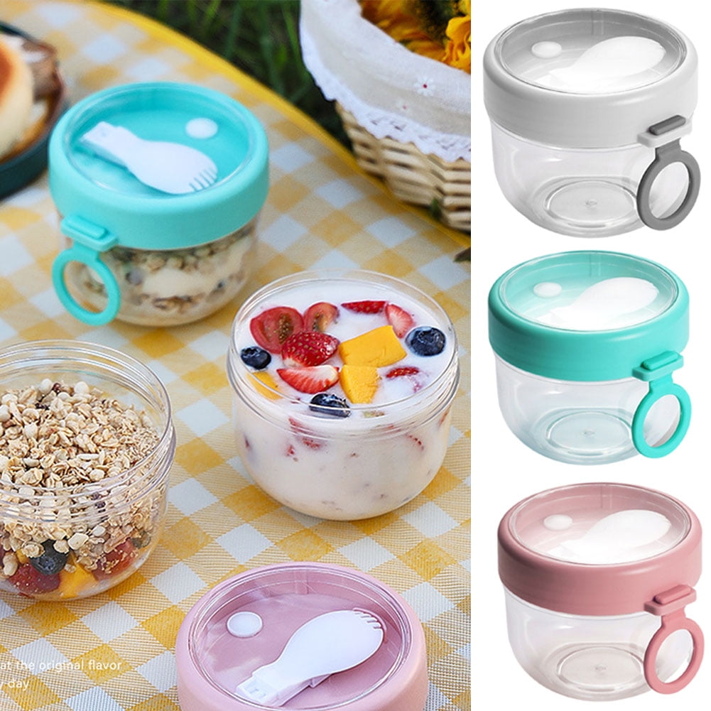 Overnight Oat Containers with Lids and Spoons, 20oz Portable Plastic ...