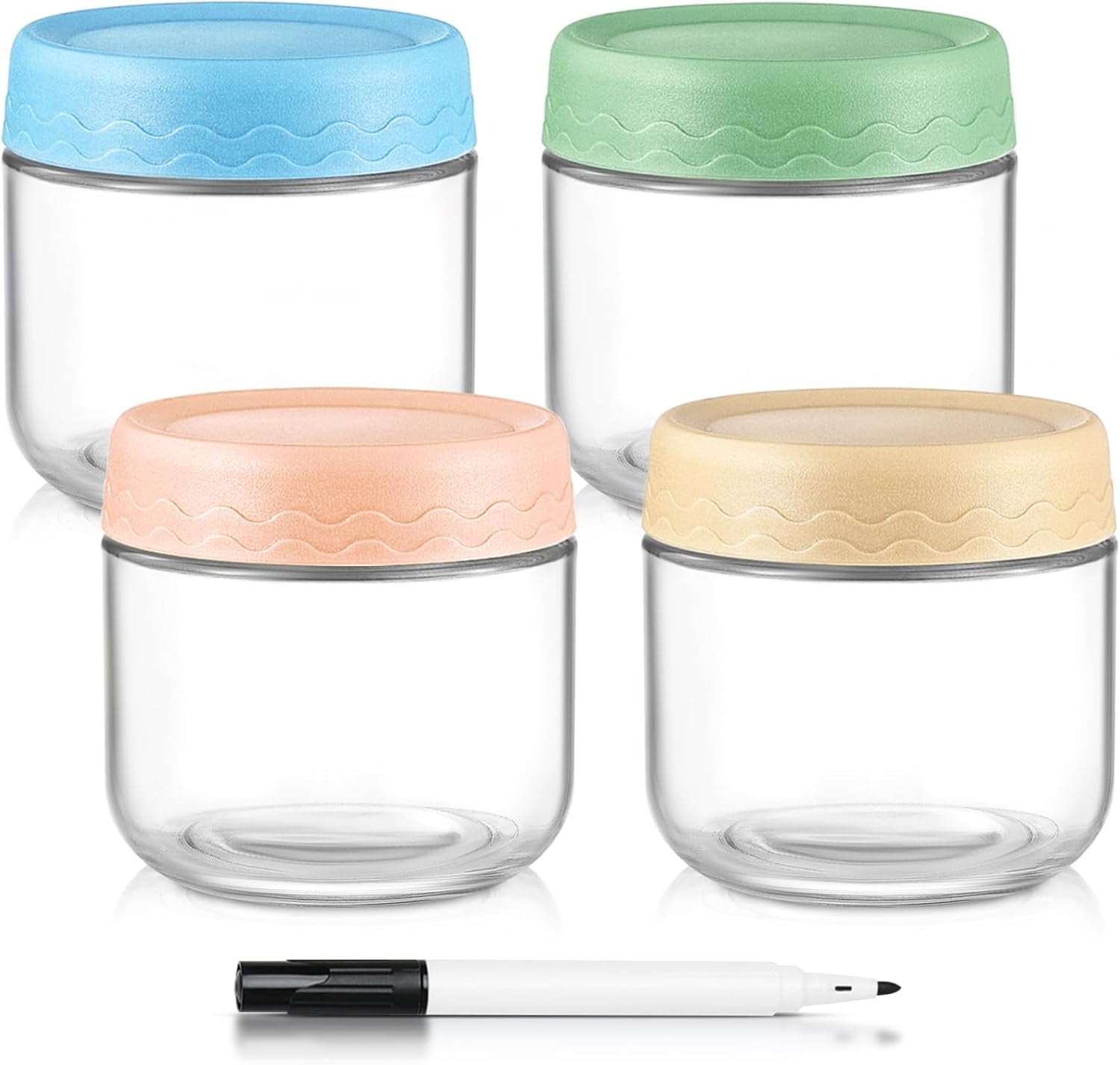 Overnight Oats Containers with Lids - Glass Storage Jars with Airtight ...