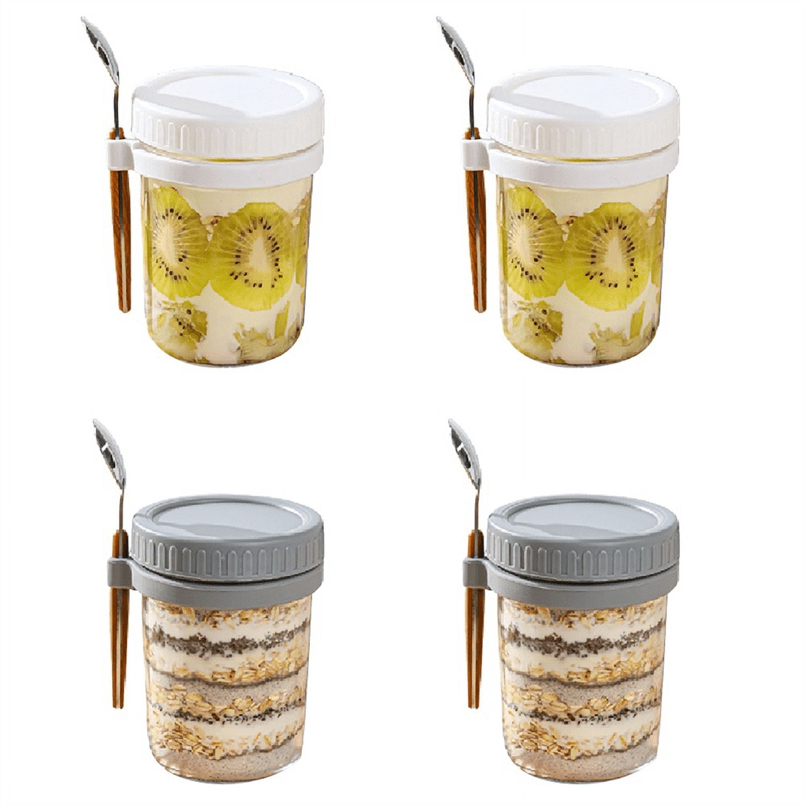 Overnight Oats Containers with Lids and Spoons-Glass Food Storage ...