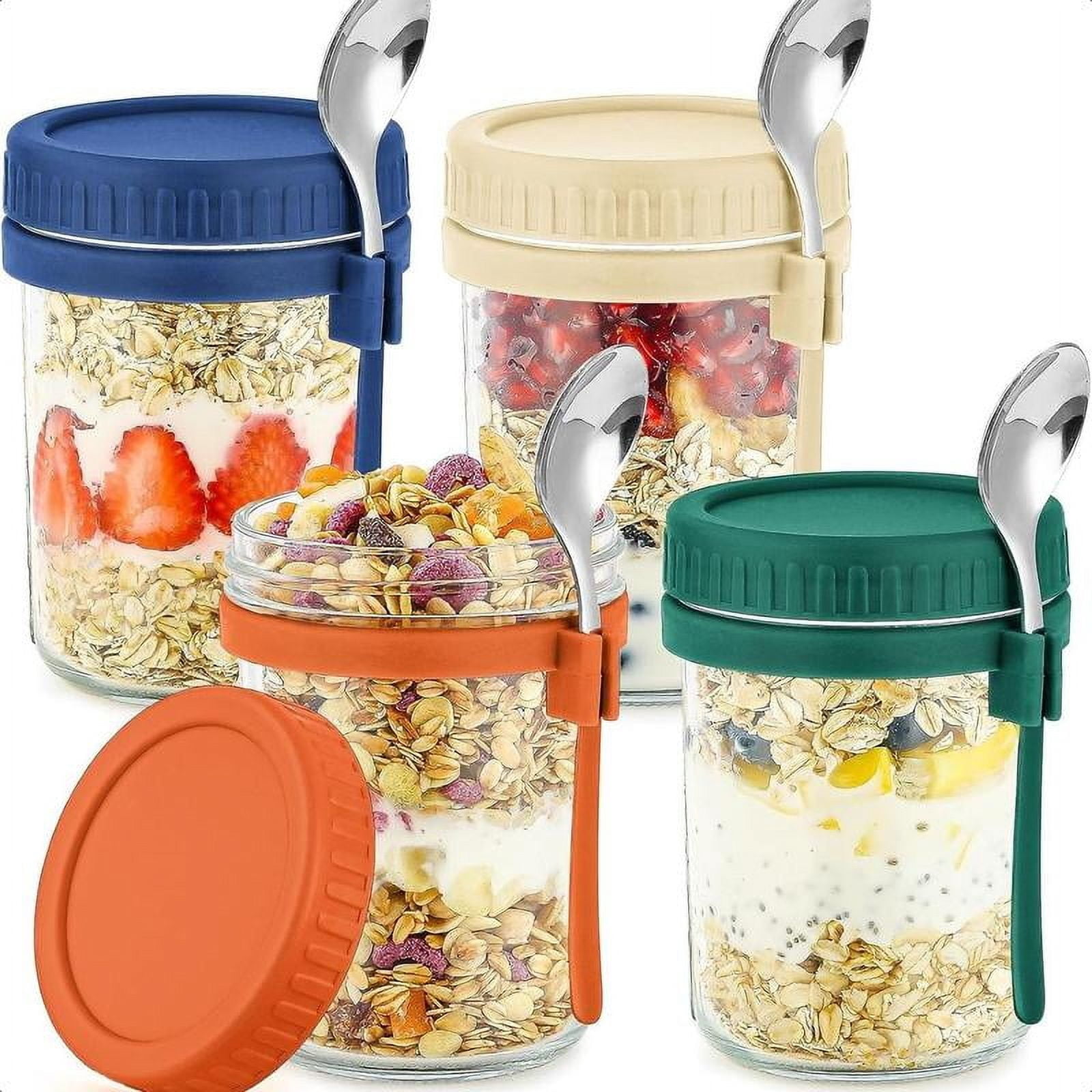 Overnight Oats Containers with Lids & Spoons (4/6 Pack, 16oz) – Large ...