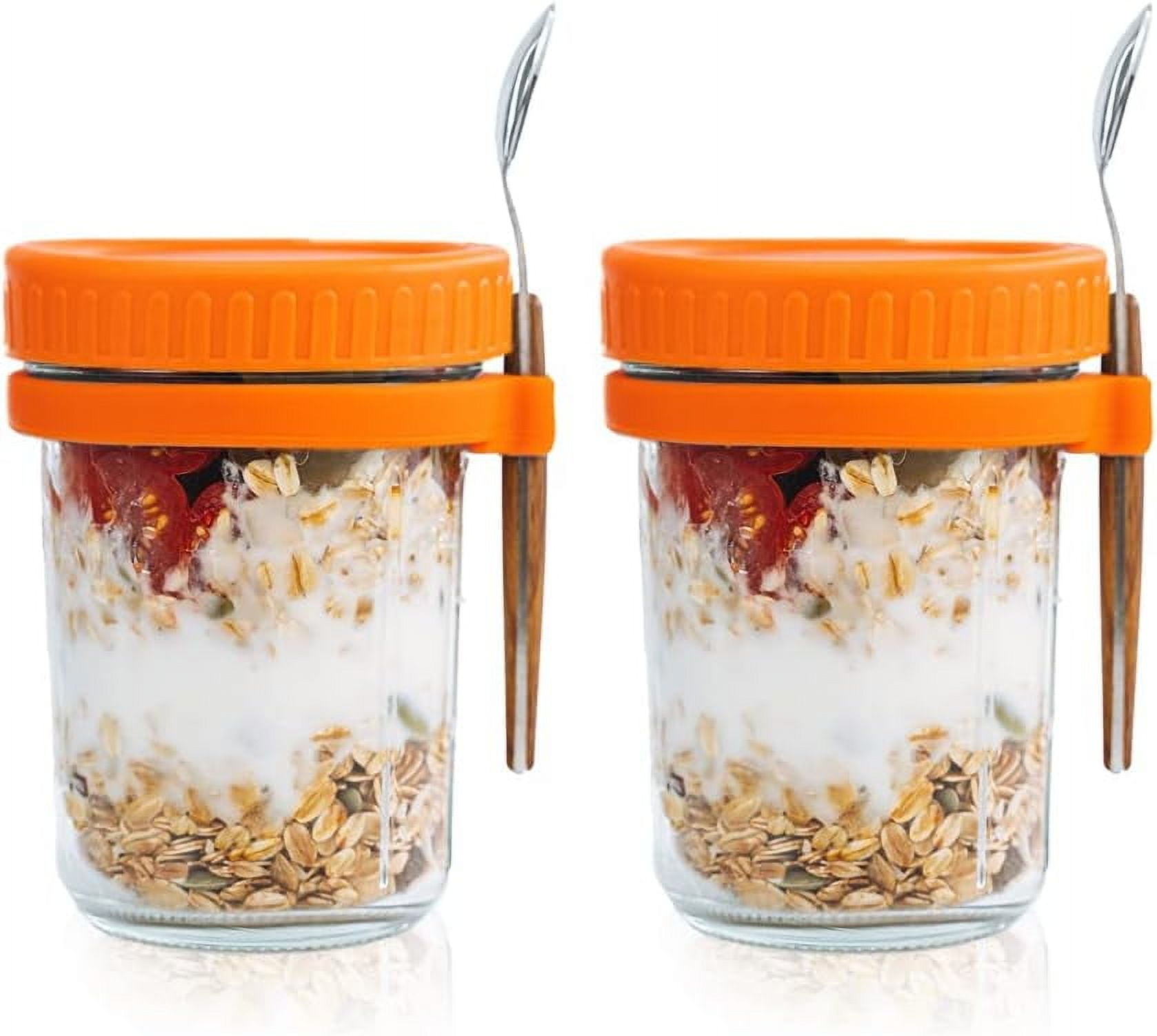 Overnight Oats Jars with Lid and Spoon Set of 2, 16 oz Large Capacity ...