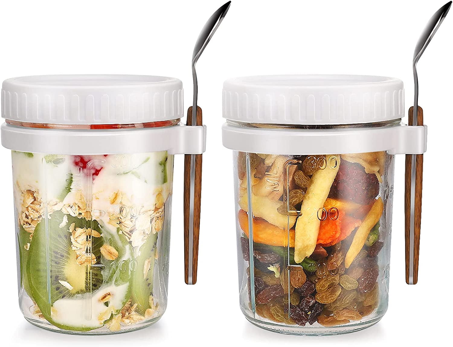 Overnight Oats Jars, Overnight Oats Container with Lid and Spoon, 16 oz ...