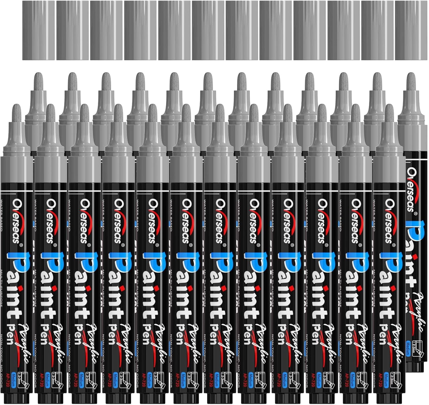 Overseas Metallic Silver Acrylic Paint Markers Pens Set - 24 Pack ...