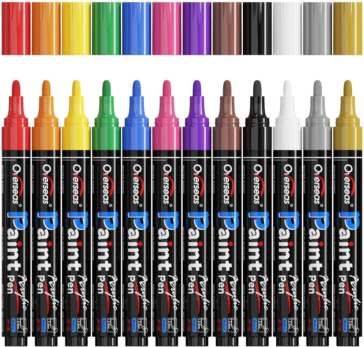 Overseas Paint Marker Pens - 12 Colors Permanent Acrylic Markers ...