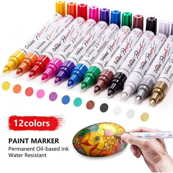 Overseas Paint Marker Pens, 12-Count, Permanent, Conical Point ...