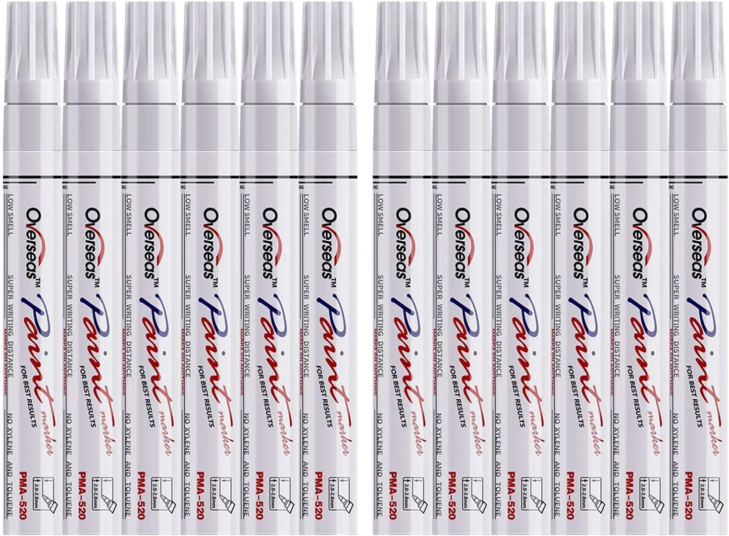 Overseas White Permanent Paint Markers Pens, 12 Pack Waterproof Oil ...