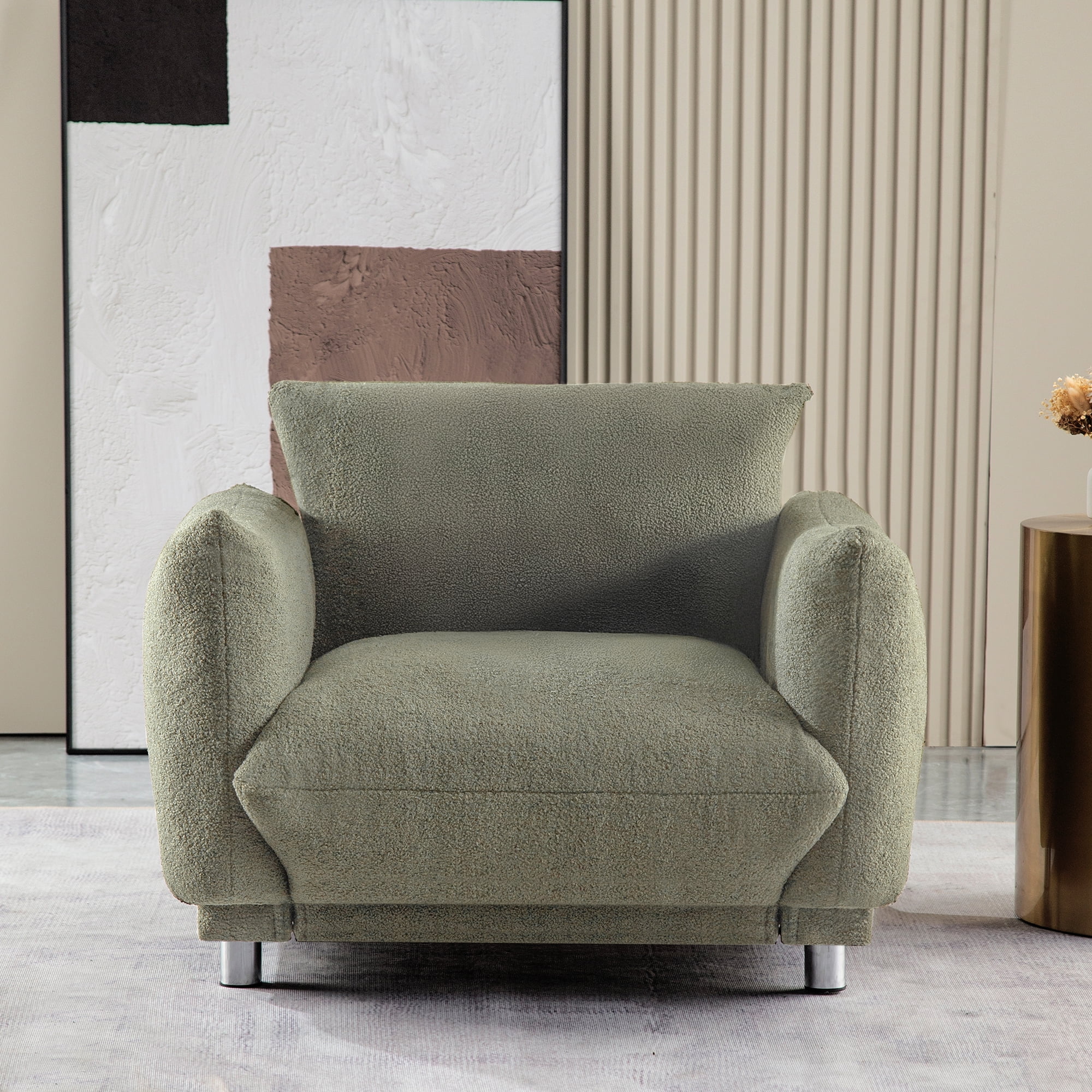Oversize Accent Chairs for Living Room,Lambswool Upholstered Reading ...