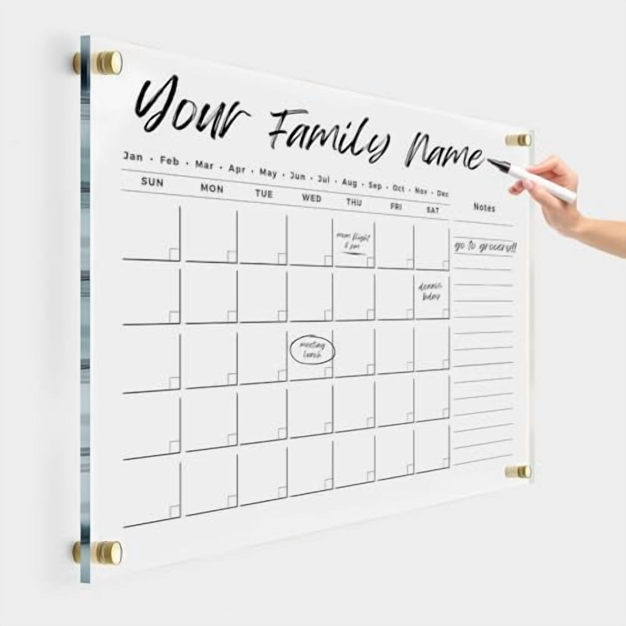 Oversize Acrylic Premium Calendar for Wall - Customizable Thick Clear ...