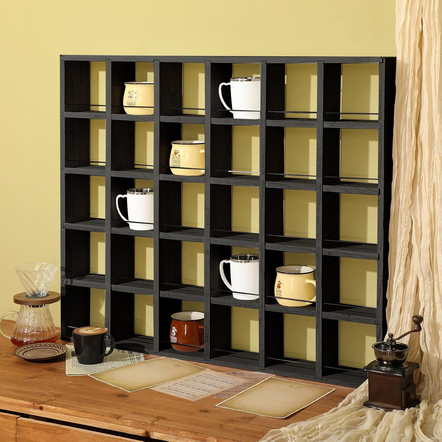 Oversize Coffee Mug Display Rack Wooden Shelves Rustic Shot Glass ...