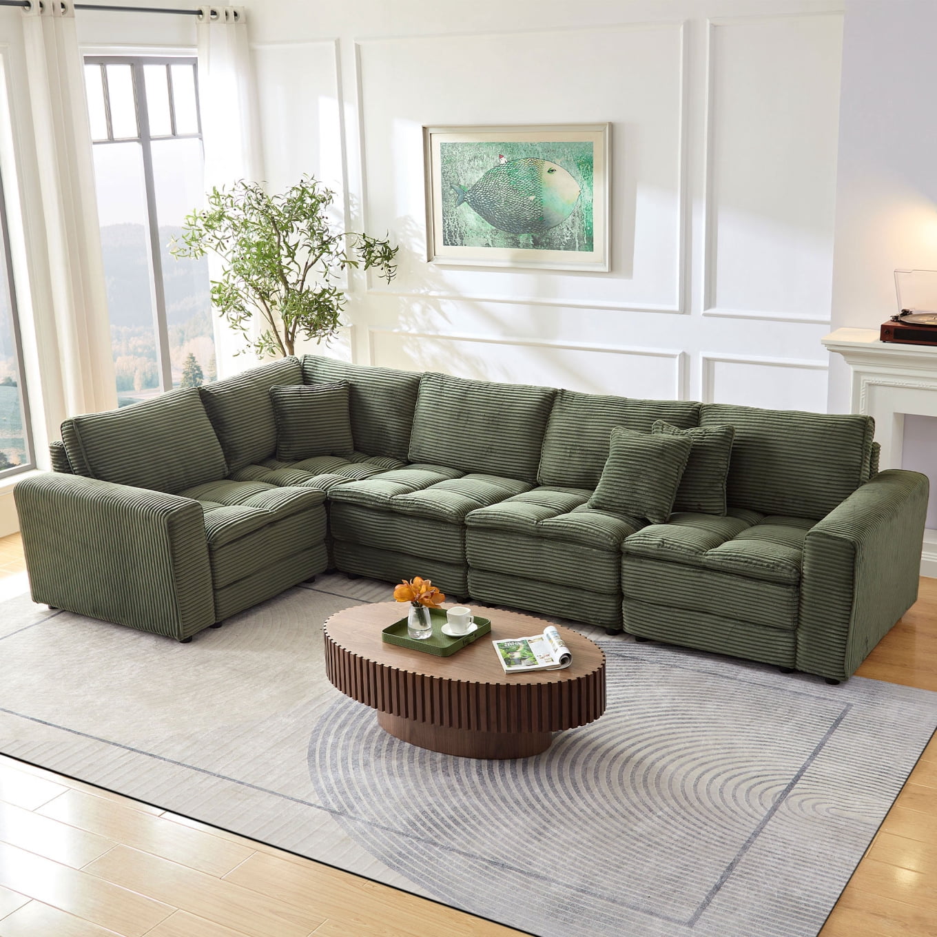 Oversize Convertible Sectional Couch with Detachable Seat and Back ...
