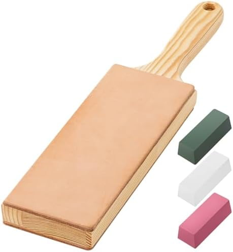Oversize Double Sided Leather Strop Kit(3" Knife Stropping Leather）with ...