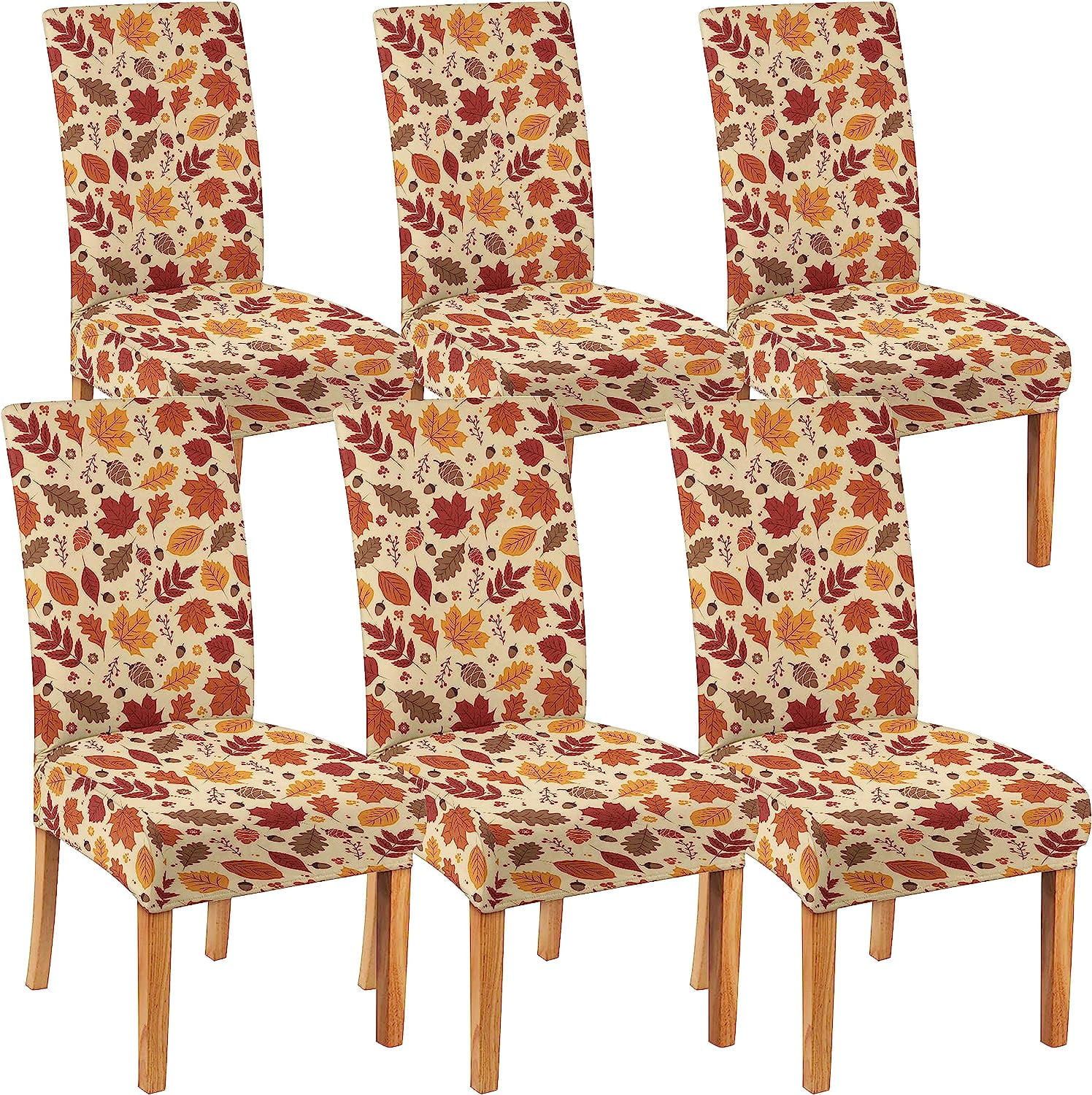 Oversize Fall Leaf Chair Covers for Dining Room Set of 6,Large Stretch ...