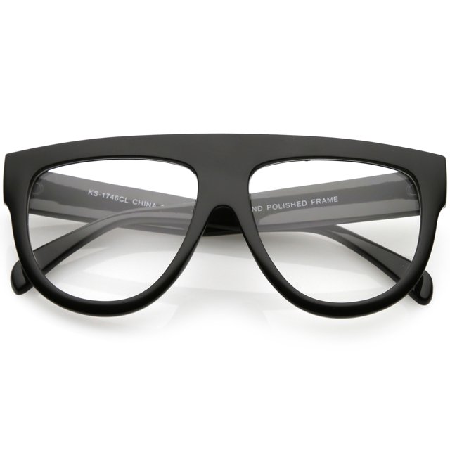 Oversize Flat Top Aviator Sunglasses Horn Rimmed Details Wide Arms ...