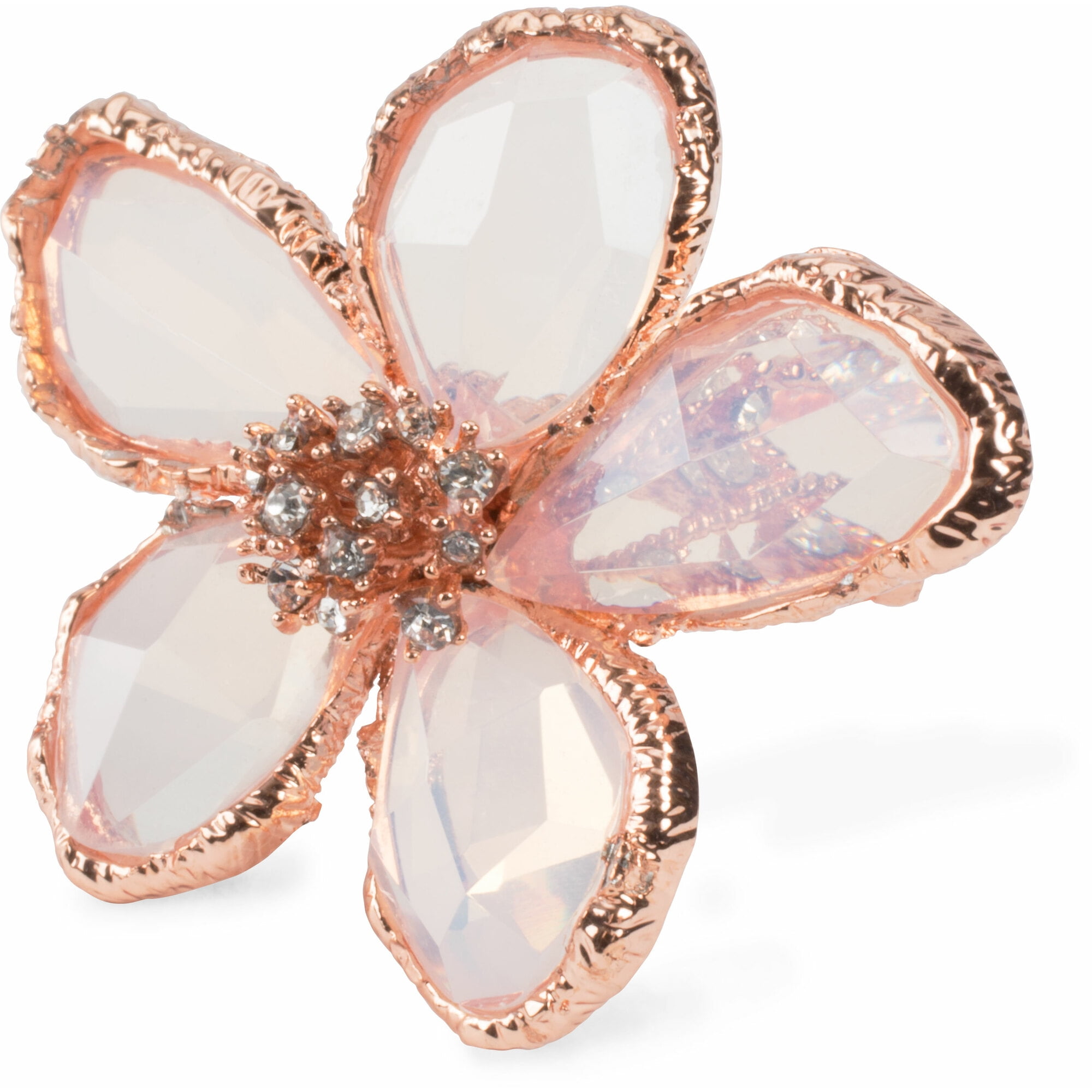 Oversize Flower Ring Light Pink and Rose Gold - Walmart.com