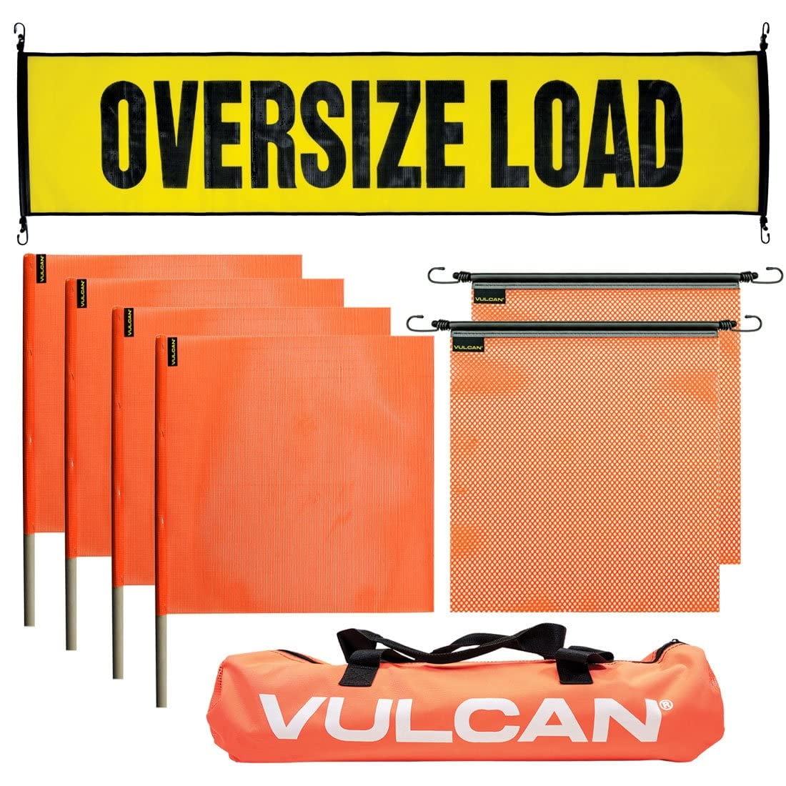 Oversize Load Markers, 1 Reflective Banner 4 Orange Safety Flags with ...