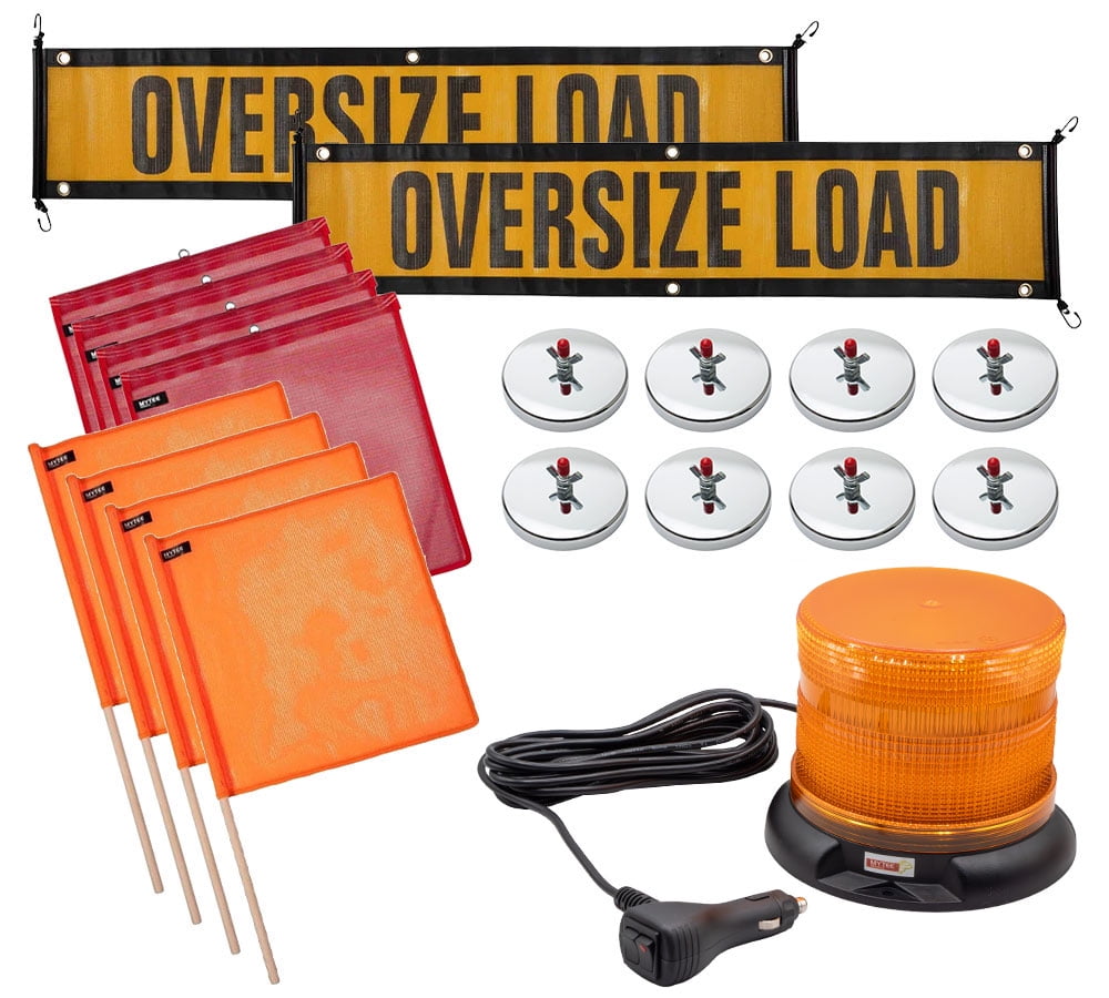 Oversize Load Sign Safety Kit - 4 Orange & 4 Red 18"x18" Safety Flags ...