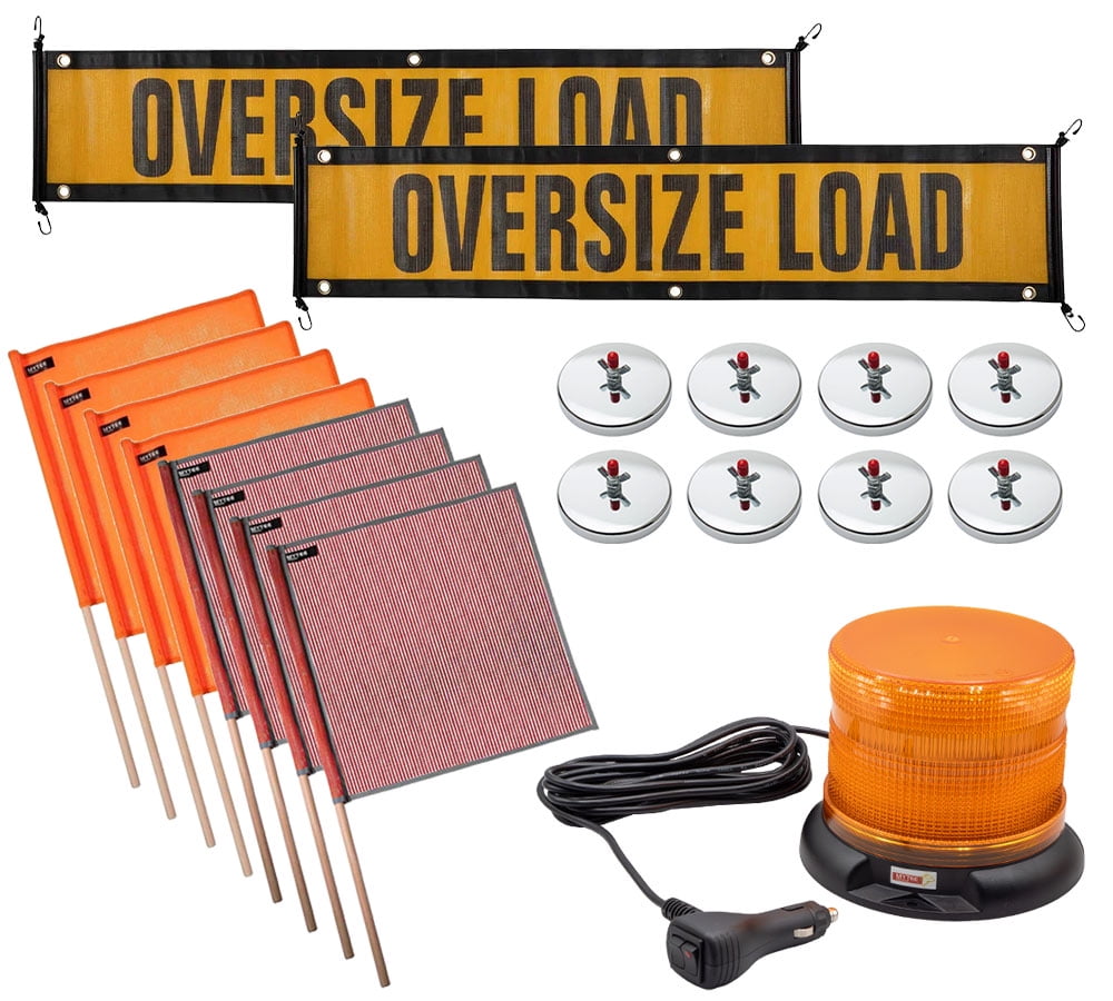 Oversize Load Sign Safety Kit - 4 Orange & 4 Red 18"x18" Warning Flags ...