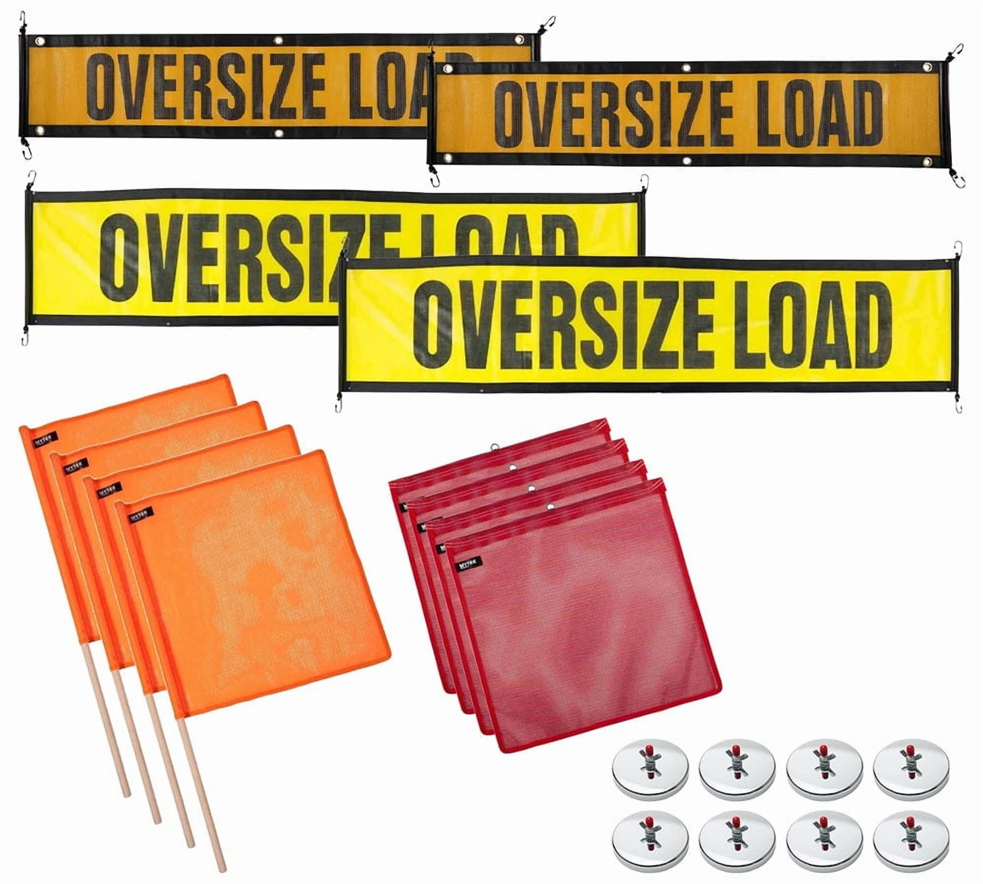 Oversize Load Sign Safety Kit – 4 Orange & 4 Red Safety Flag with Dowel ...