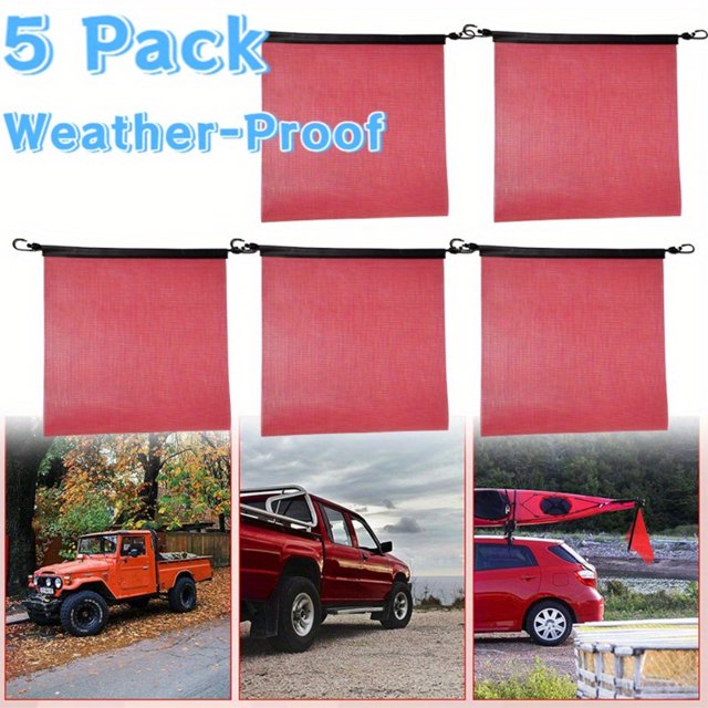 Oversize Load Warning Flag Kit - 4 Red Mesh Flags with Bungee for Truck ...