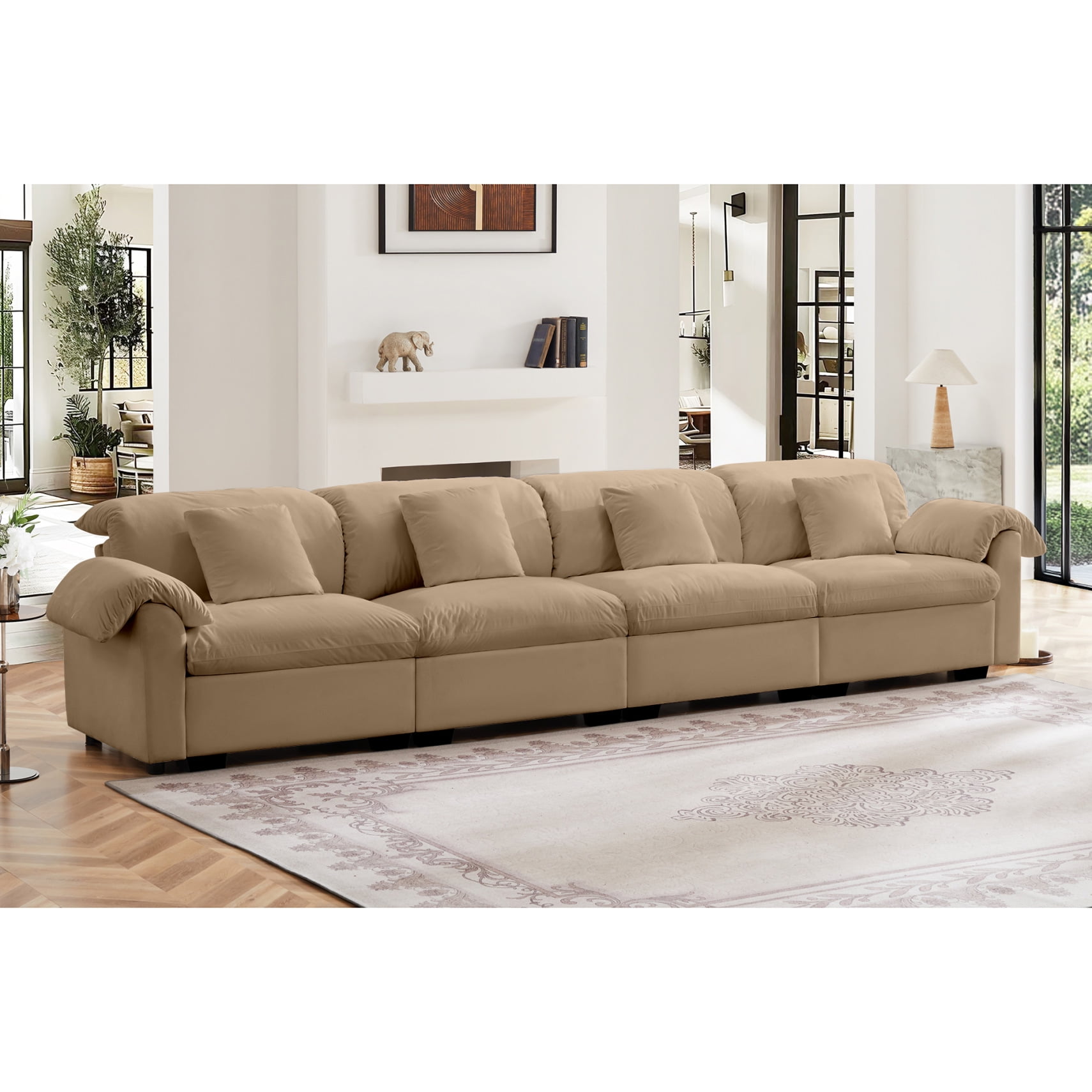 Oversize Modular 4 Seat Sectional Sofa with Storage Seats, Velvet ...