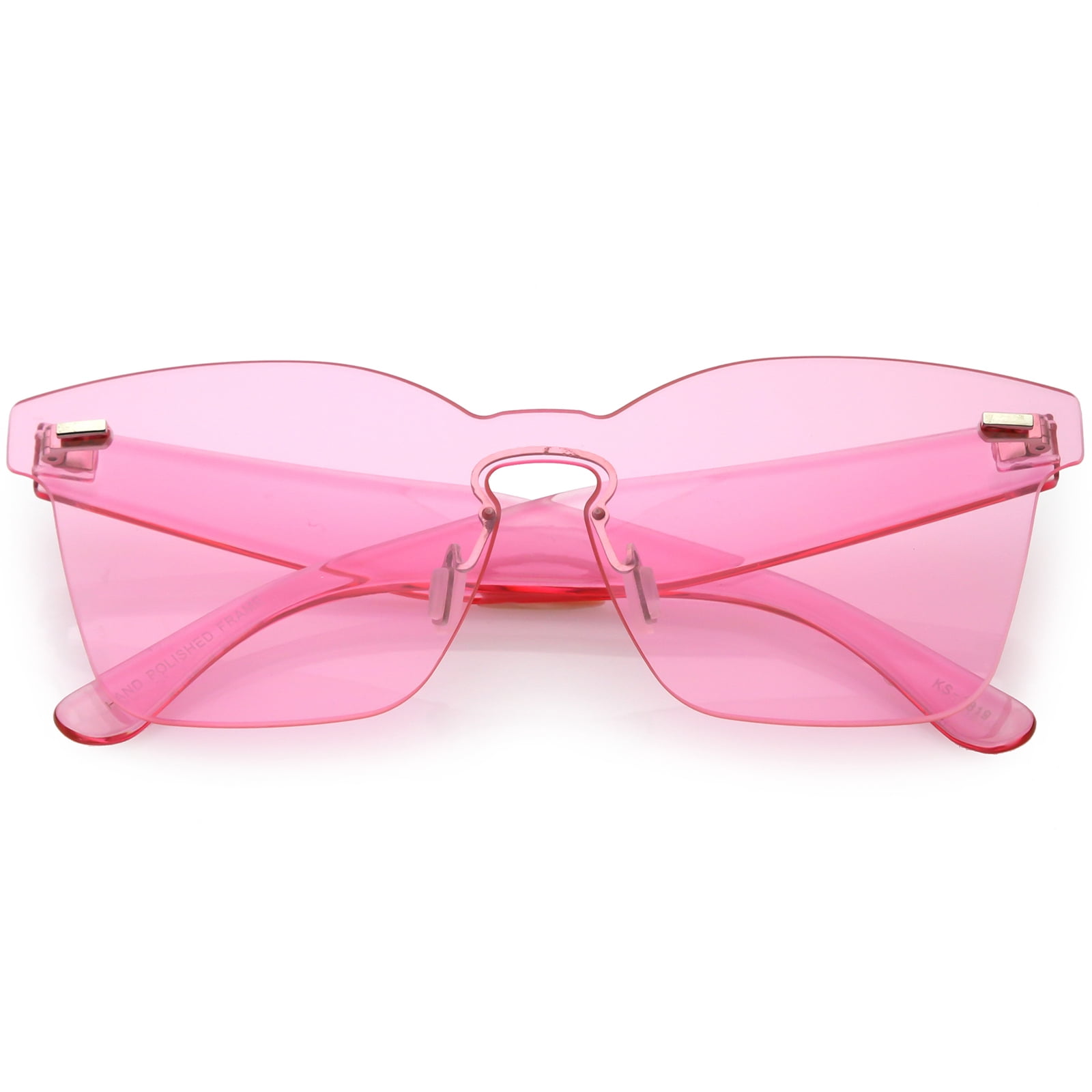 Oversize Rimless Horn Rimmed Sunglasses Keyhole Nose Bridge Mono Flat ...