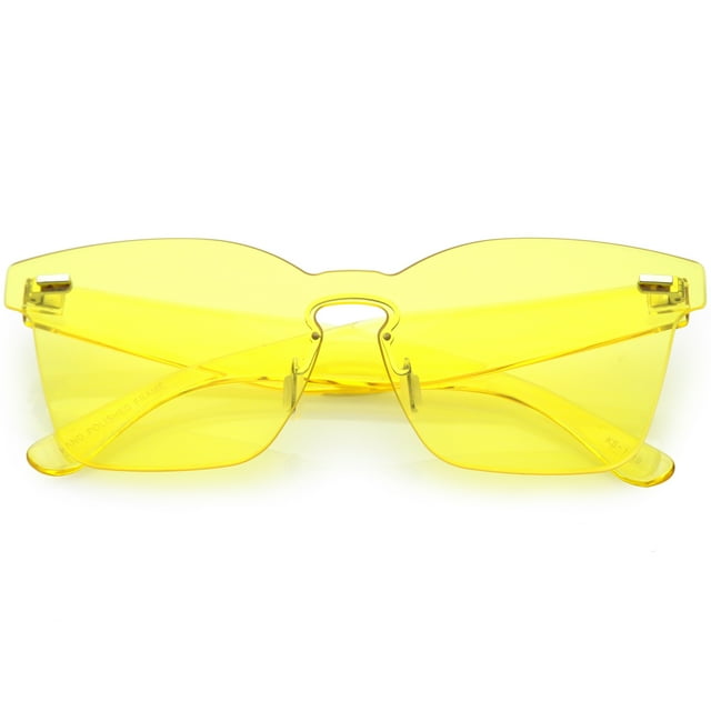 Oversize Rimless Horn Rimmed Sunglasses Keyhole Nose Bridge Mono Flat ...