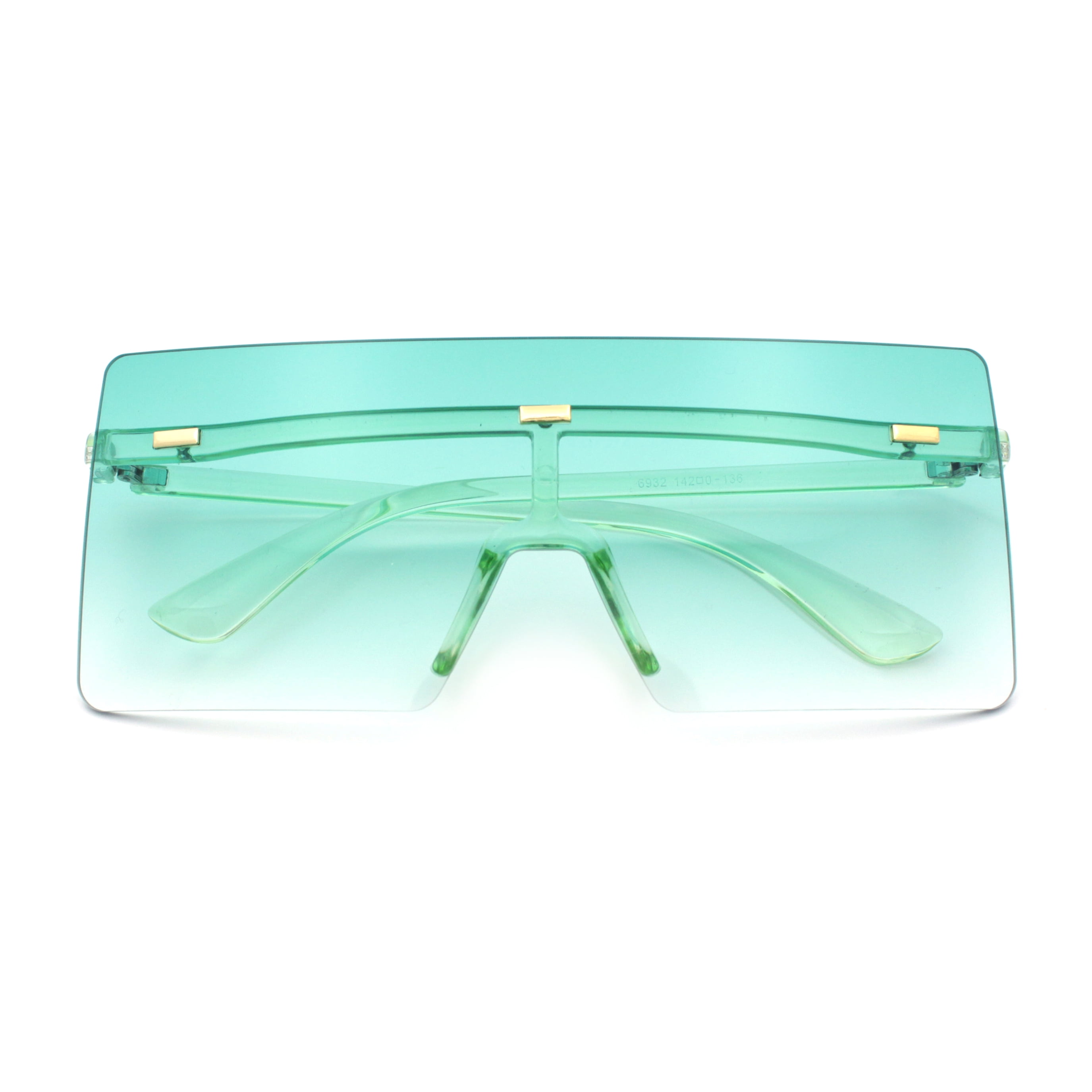 Oversize Rimless Shield Square Rectangle Large Sunglasses All Green ...