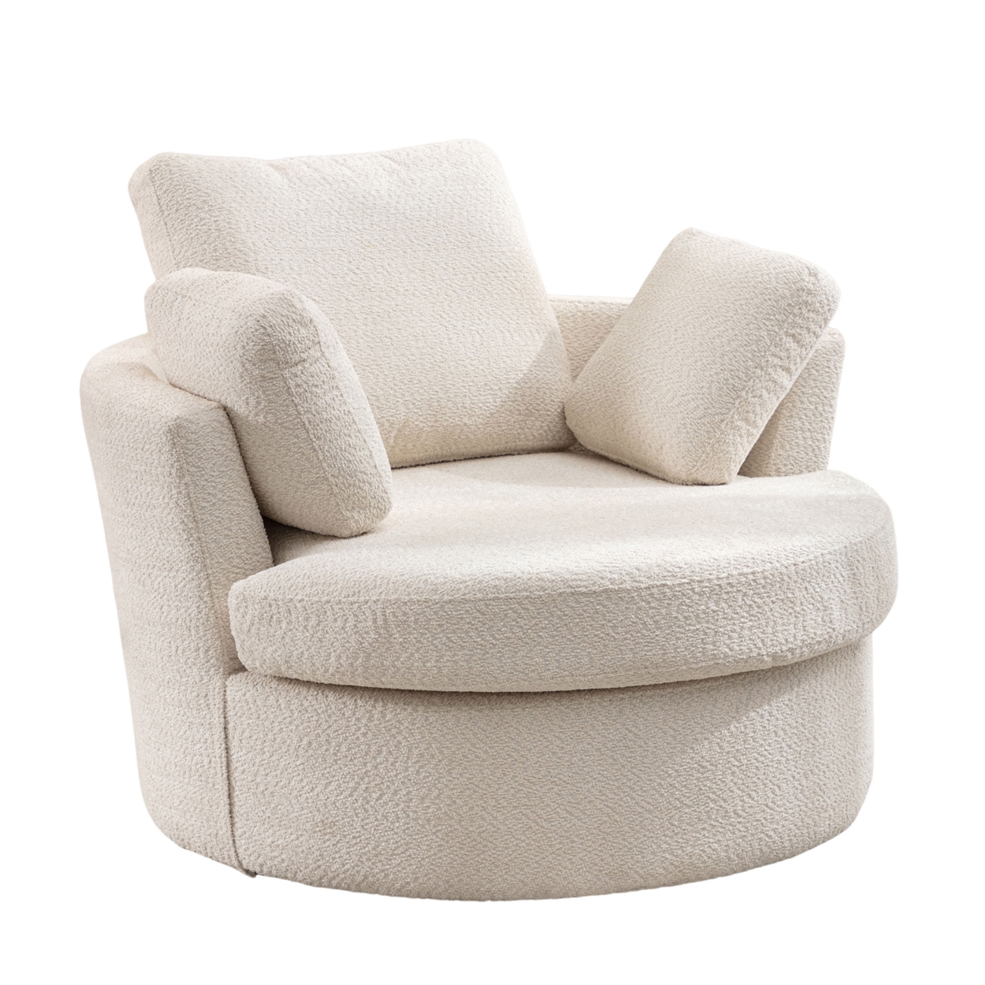 Oversize Round Swivel Chair 360 degrees Swivel Sofa with 3 Pillows for ...