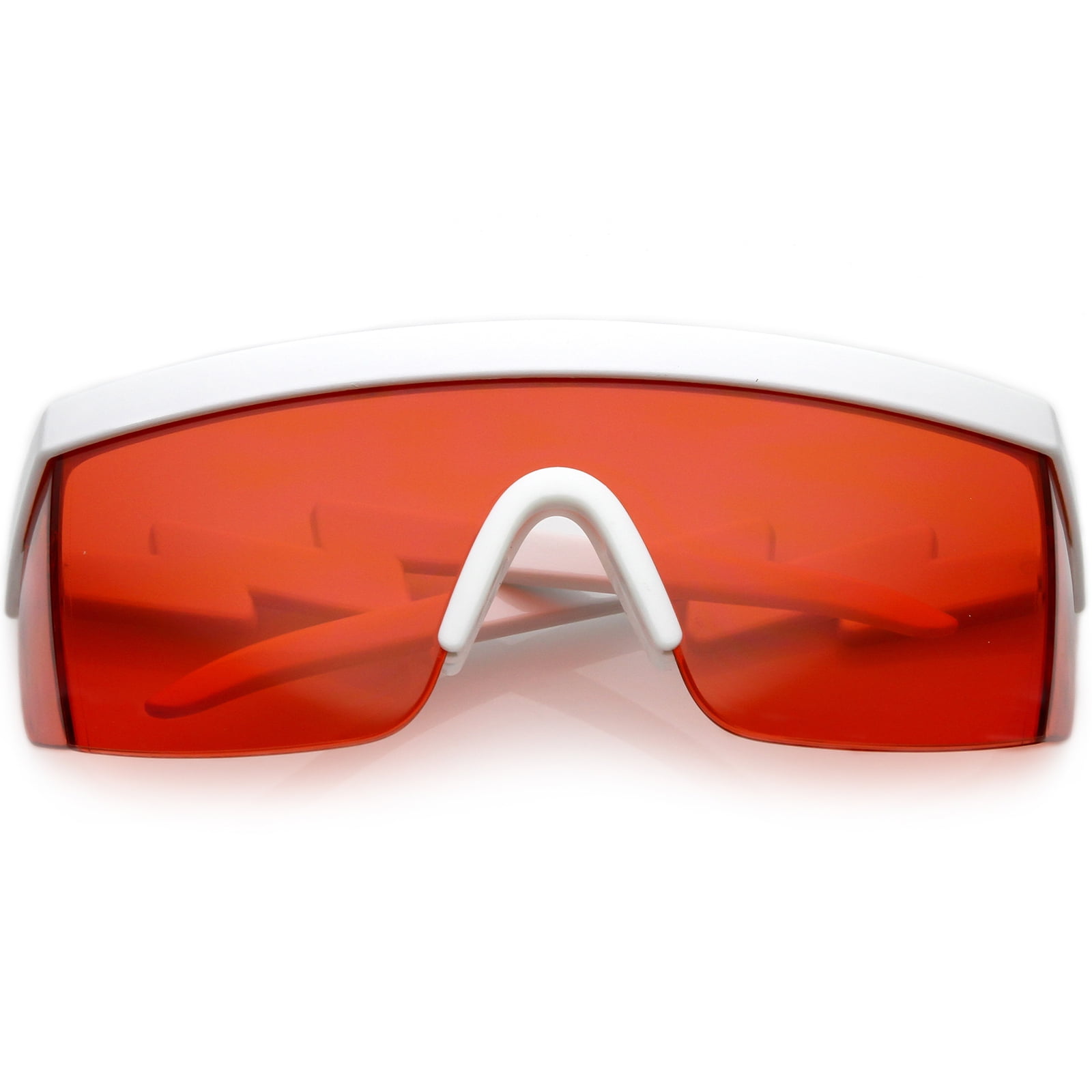 Oversize Semi Rimless Goggle Shield Sunglasses Color Lens 60mm (White ...
