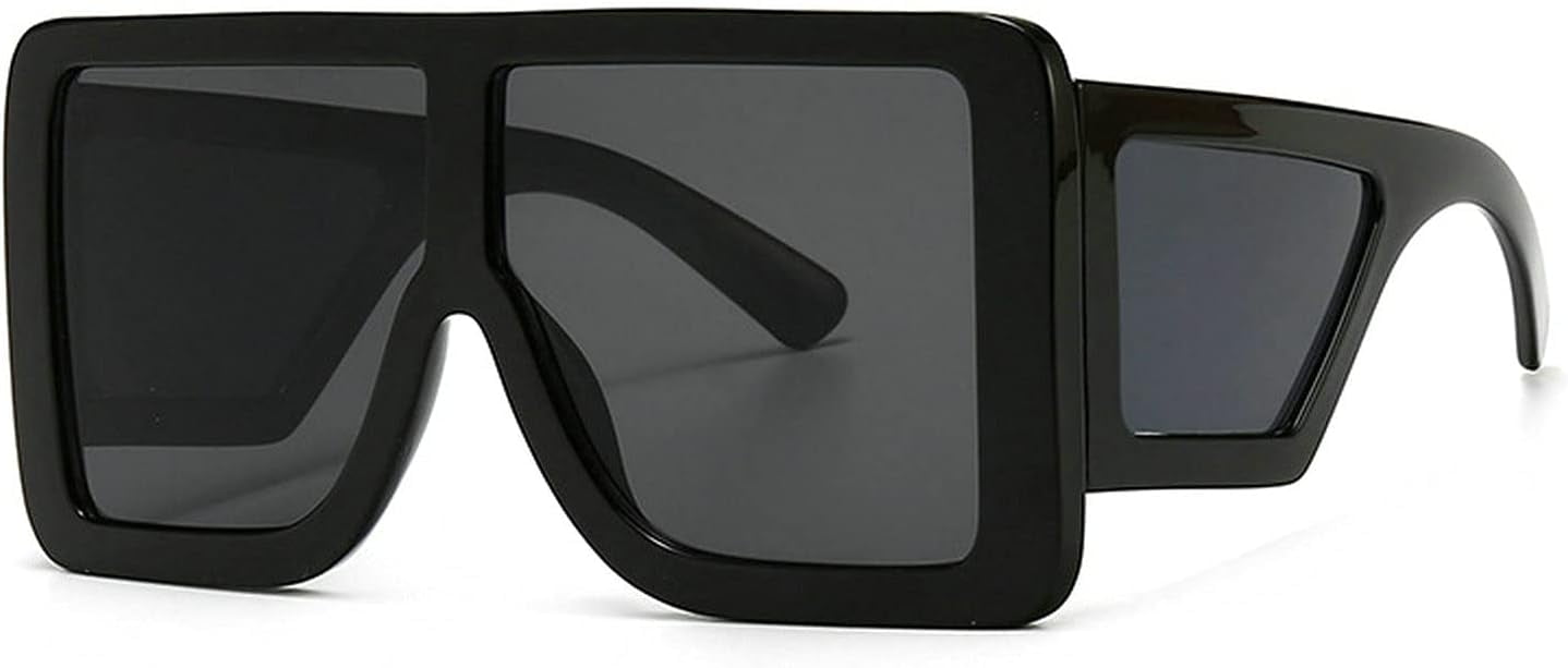 Oversize Square Shield Sunglasses Men Women Vintage Flat Top One-piece ...
