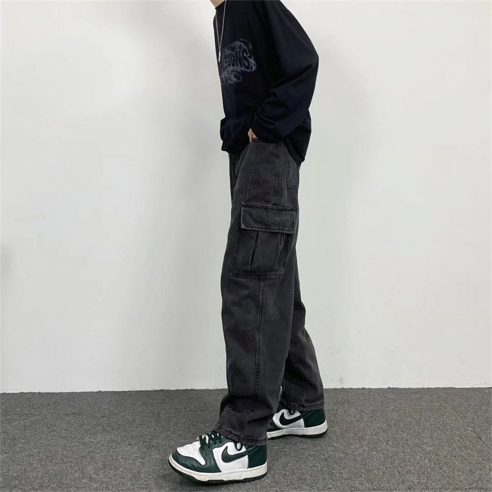 Oversize Streetwear Men‘s Baggy Jeans Y2K Cargo Wide Leg Pants Fashion Harajuku Hip Hop Loose ...