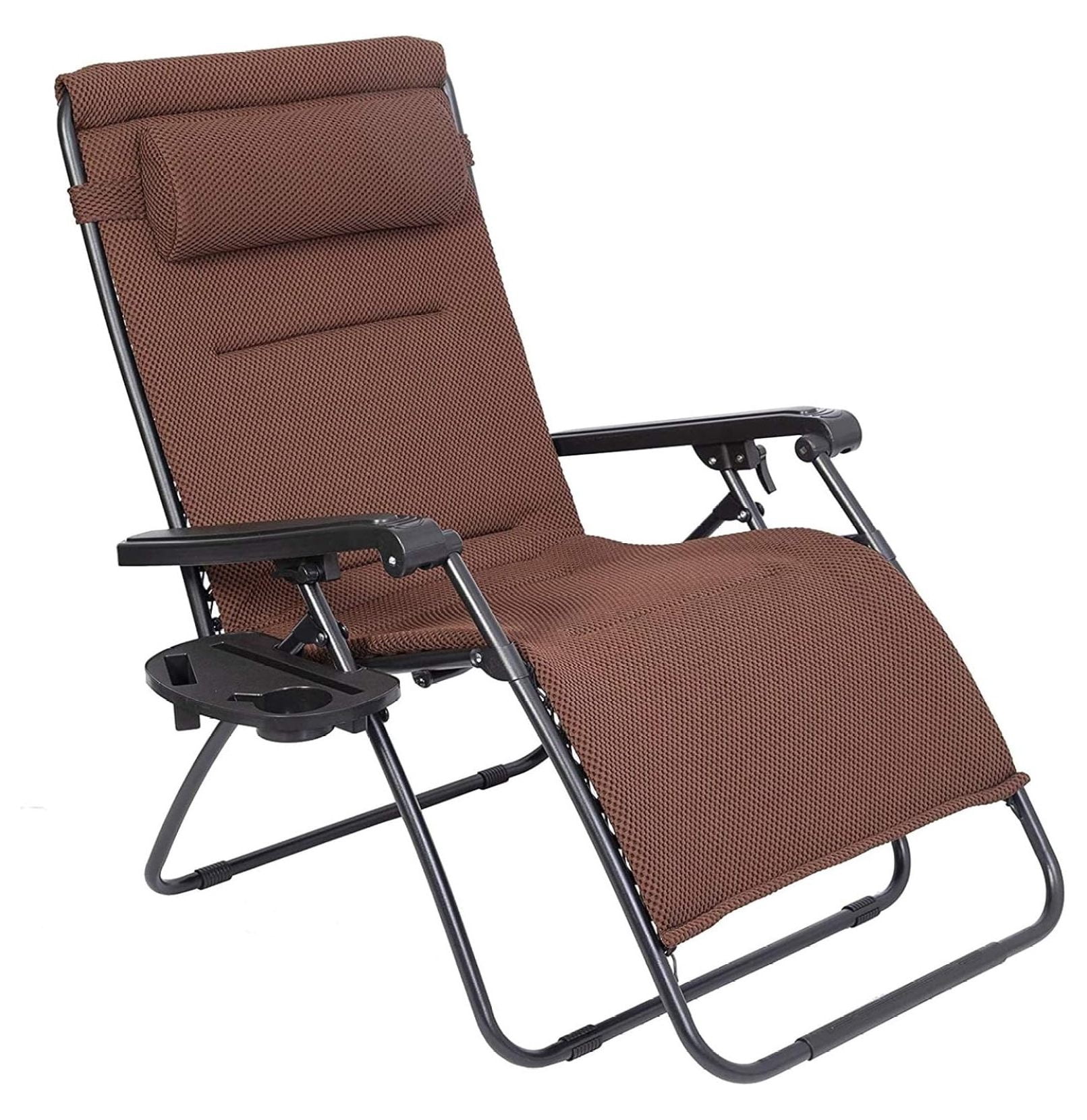 Oversize XL Padded Mesh Lounge Chair Dark Brown Mesh Wider Armrest ...